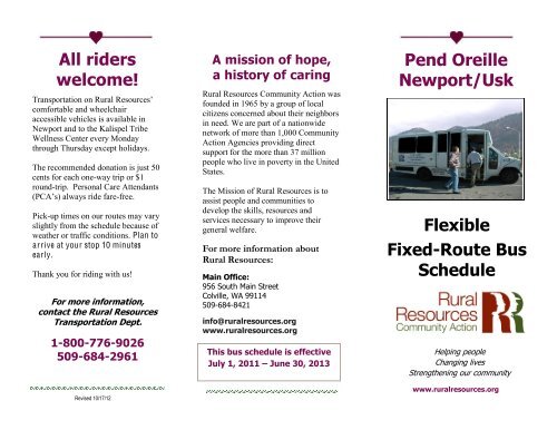 Flexible Fixed-Route Bus Schedule All riders ... - Rural Resources