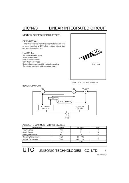 UTC 1470 LINEAR INTEGRATED CIRCUIT