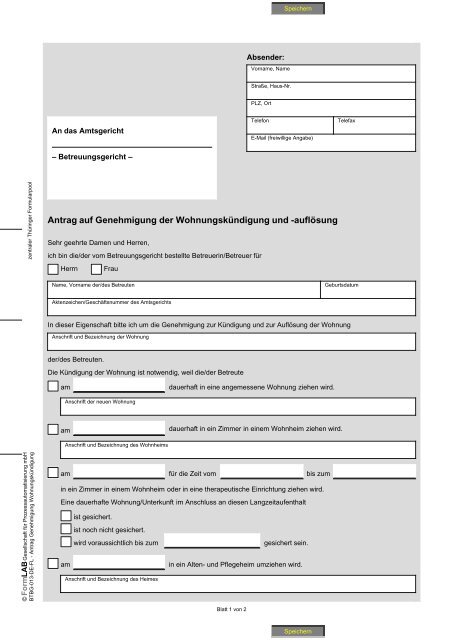 Antrag auf Genehmigung der WohnungskÃ¼ndigung und -auflÃ¶sung