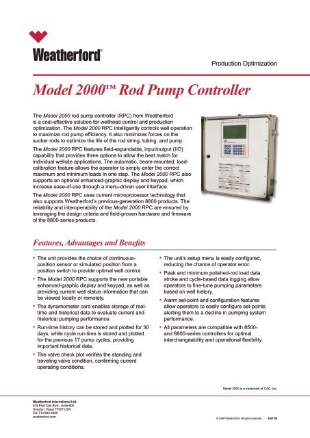 Model 2000â ¢ Rod Pump Controller - Ep-Solutions.com