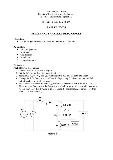 EXPERIMENT 6 SERIES AND PARALLEL RESONANCES - FET