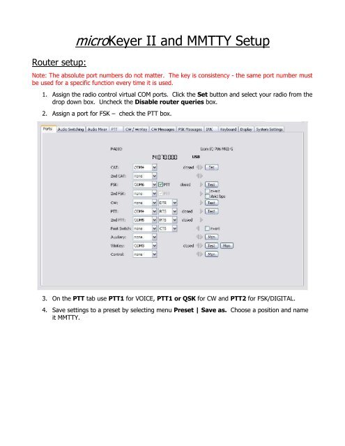 micro Keyer II and MMTTY Setup - microHAM