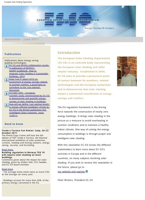 European Solar Shading Organisation - Somfy Architecture