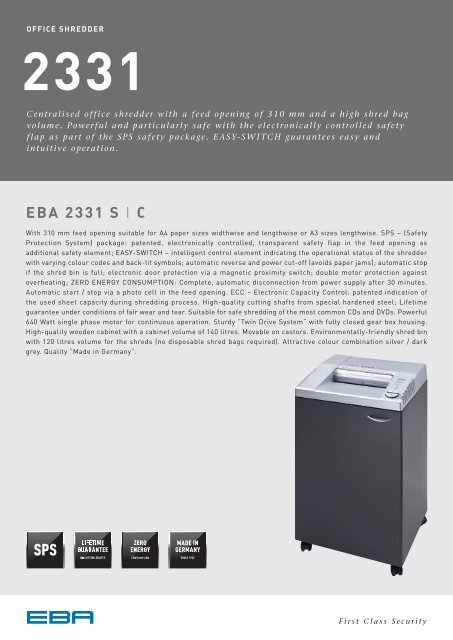 EBA 2331 Office shredder