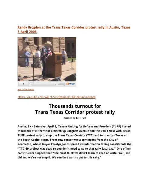 Thousands turnout for Trans Texas Corridor protest rally - OK-SAFE