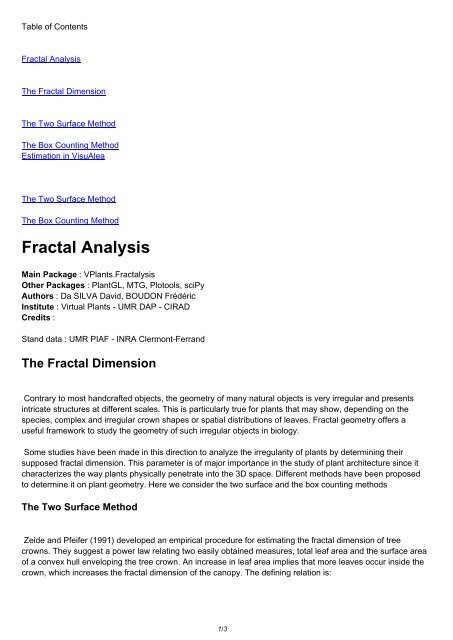 Fractal Analysis - OpenAlea