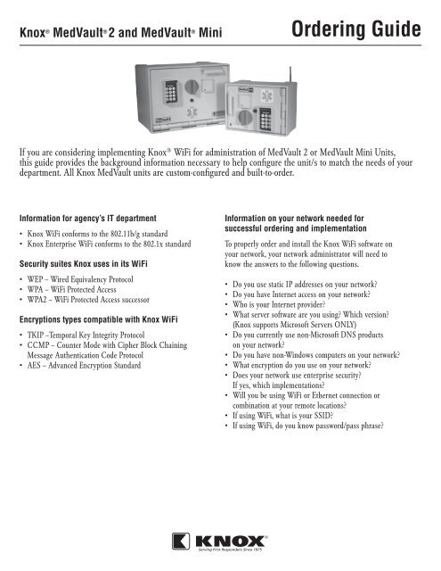 MedVault Pre-Order Worksheet - Knox Box