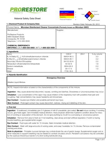 Microban Germicidal Cleaner Extended Label - ProRestore Products