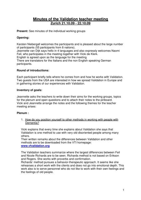 Minutes of the Validation teacher meeting english a