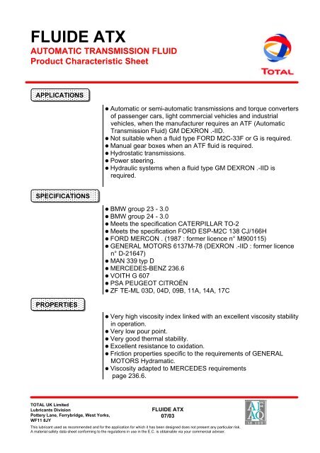 Atf Dexron Iii: Data Sheet PDF Transmission (Mechanics), 59% OFF