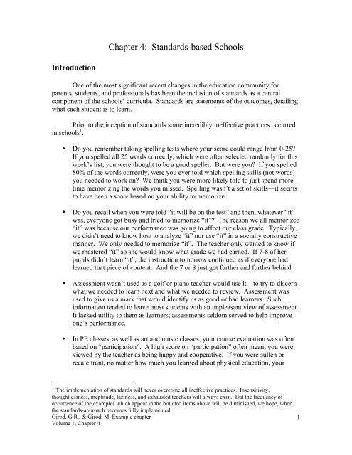 A Brief History of the Standards-based Movement in Education