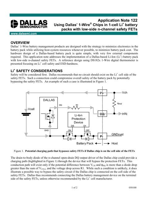 Using Dallas' 1-Wire Chips in 1-cell Li+ battery packs with low ... - datsi