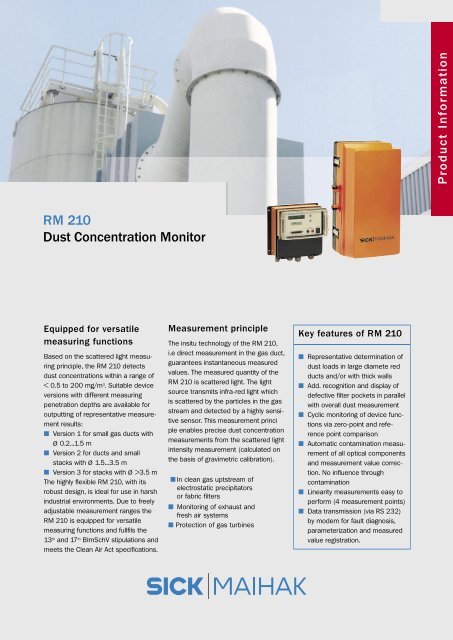 RM 210 Product Information