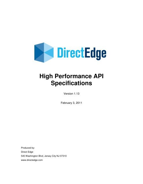 High Performance API Specifications - Direct Edge