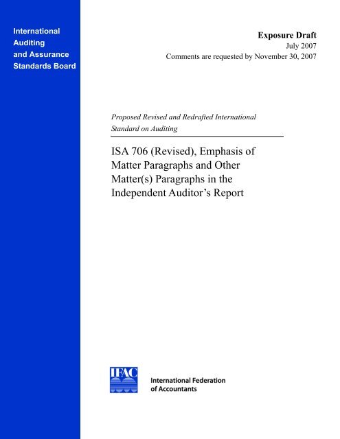 ISA 706 (Revised), Emphasis of Matter Paragraphs and ... - ICAEW
