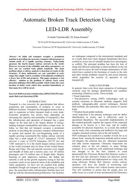 Automatic Broken Track Detection Using LED-LDR Assembly