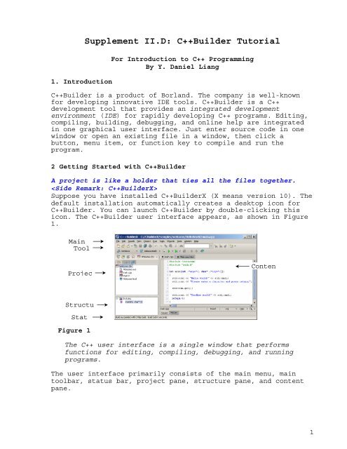 Supplement II.D: C++Builder Tutorial