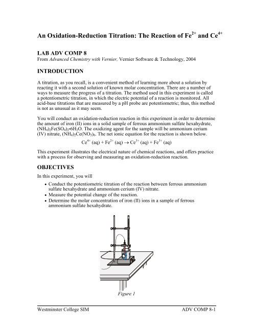 An Oxidation-Reduction Titration - Westminster College