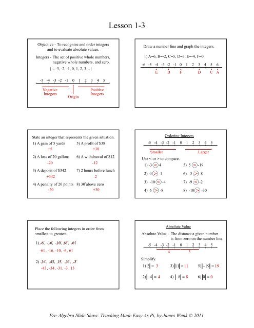 Integers And Absolute Value Powerpoint