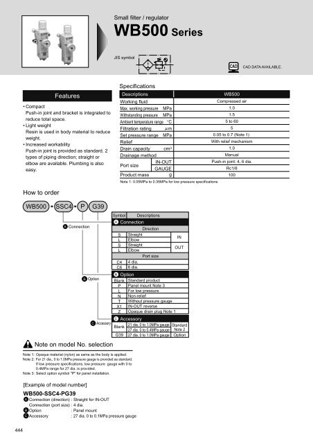 CKD WB500 series data sheet