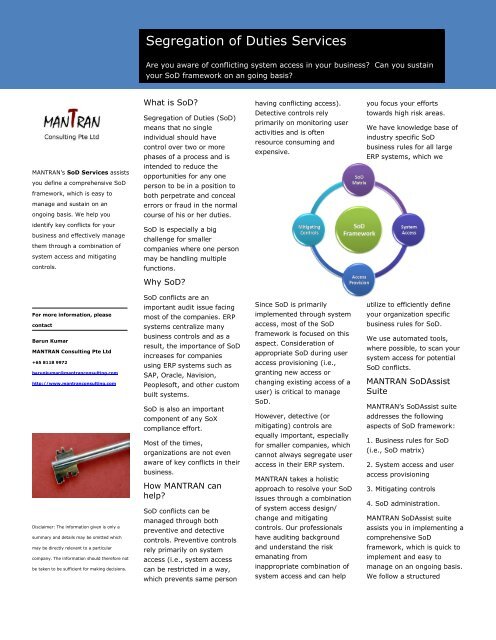 Segregation of Duties - SAP and Information security consulting ...