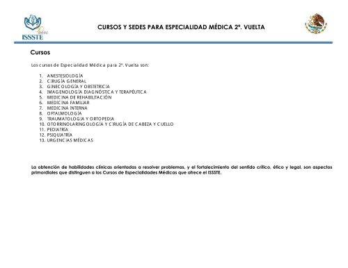Oferta Educativa Dirección Médica Issste