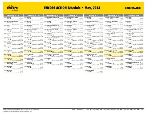 ENCORE ACTION Schedule - May, 2013 - Starz