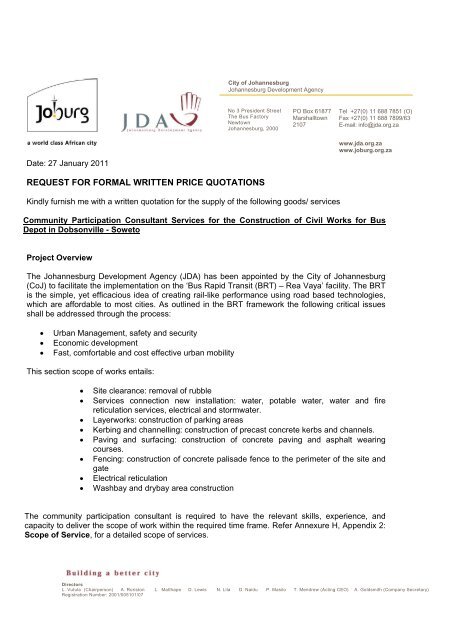 Download details in PDF format - Johannesburg Development Agency