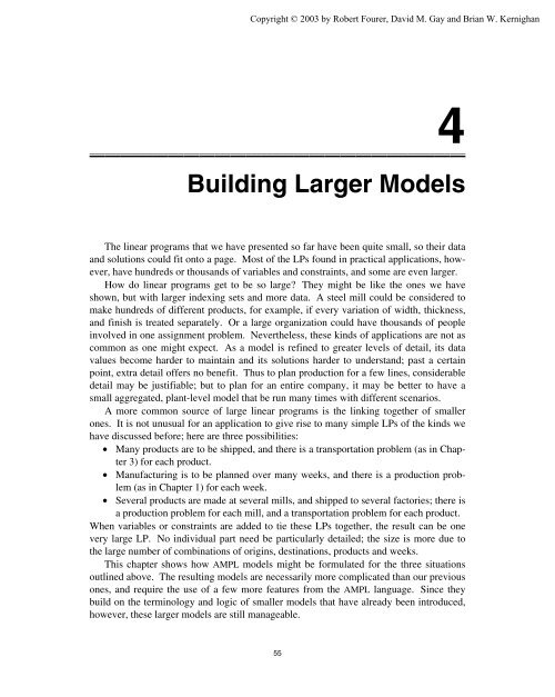 Building Larger Models - Ampl