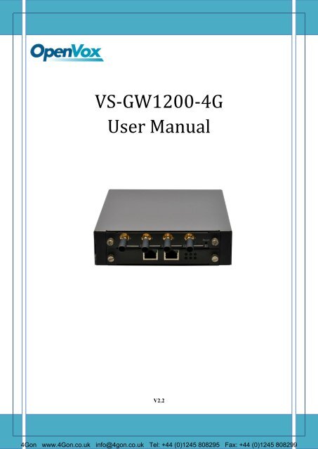 Openvox VS-GW1200-4G Manual (PDF)