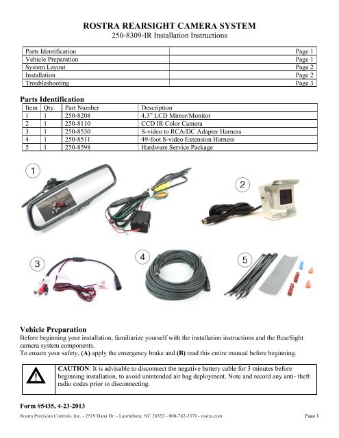 ROSTRA REARSIGHT CAMERA SYSTEM