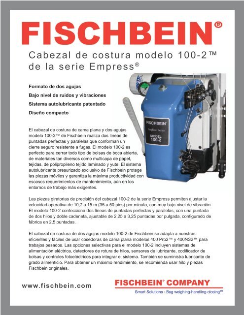 Cabezal de costura modelo 100-2â ¢ de la serie EmpressÂ® - Fischbein