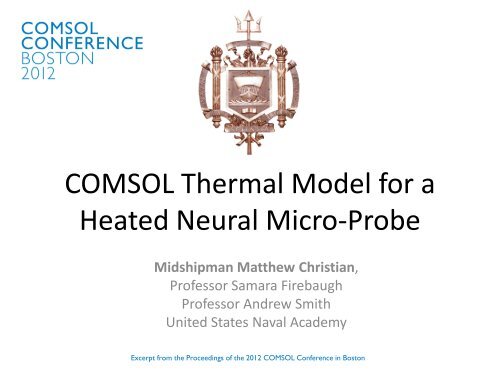 COMSOL Thermal Model for a Heated Neural Micro ... - COMSOL.com