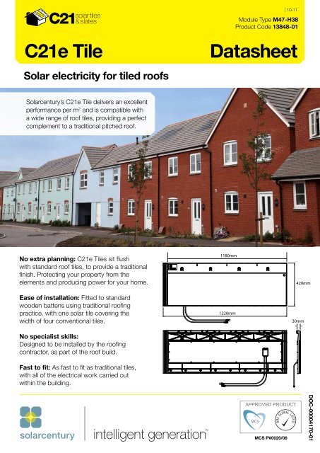 C21e tile data sheet - Solar Century