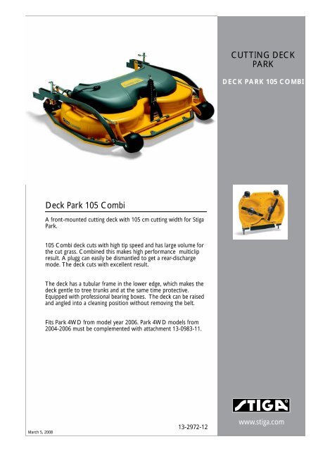 Deck Park 105 Combi CUTTING DECK PARK - Stiga.org