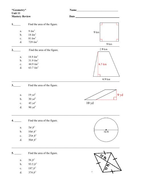 Mastery Test Unit 11 Mastery Review