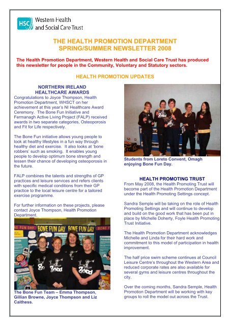 the health promotion department spring/summer newsletter 2008