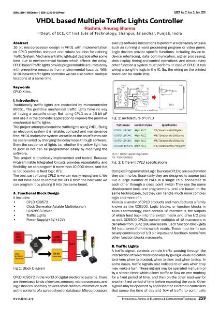 VHDL based Multiple Traffic Lights Controller - iject VHDL based Multiple Traffic Lights Controller - iject