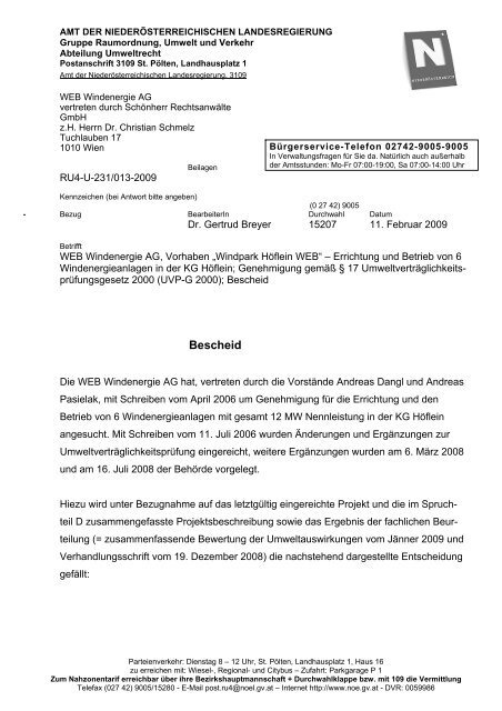 Bescheid - Umweltbundesamt