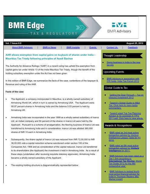 AAR allows exemption from capital gains on ... - BMR Advisors