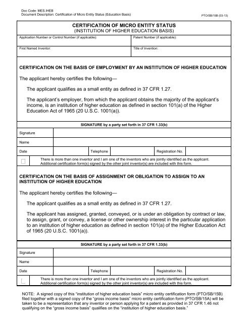 form (PTO/SB/15B) - United States Patent and Trademark Office