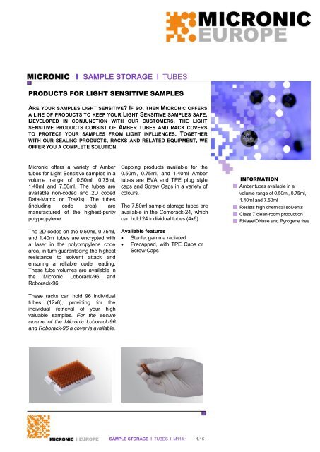 l SAMPLE STORAGE l TUBES - INTEGRA Biosciences