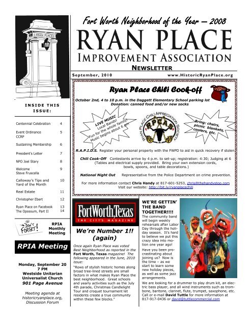 September 2010 - Historic Ryan Place