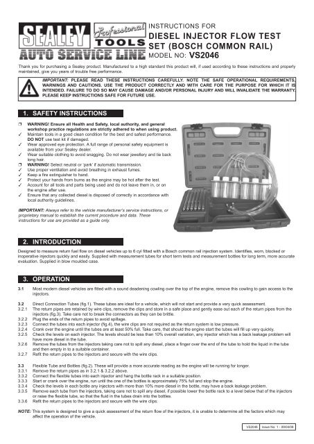 diesel injector flow test set (bosch common rail) - Workshopping.co.uk