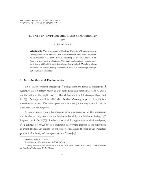 IDEALS IN LATTICE-ORDERED SEMIGROUPS 1. Introduction and ...