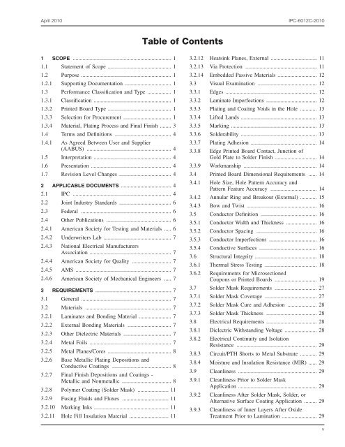 IPC-6012C Table of Contents - Electronics.ca