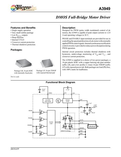 DMOS Full-Bridge Motor Driver A3949 - Cncmasterkit.ru