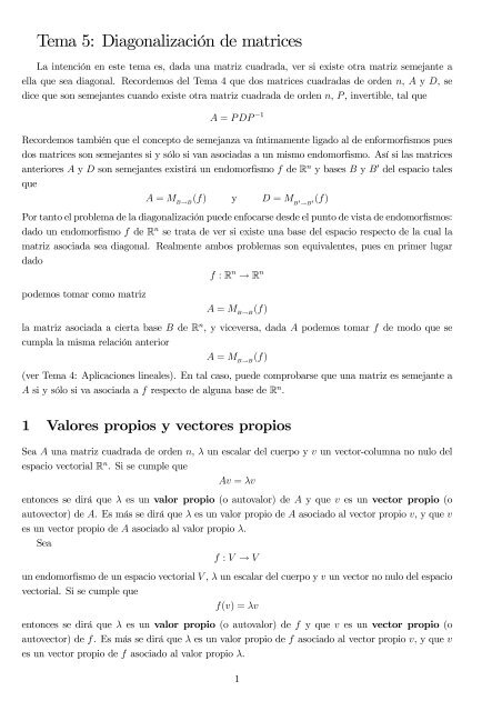 Tema 5: DiagonalizaciÃ³n de matrices