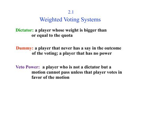 Weighted Voting Systems