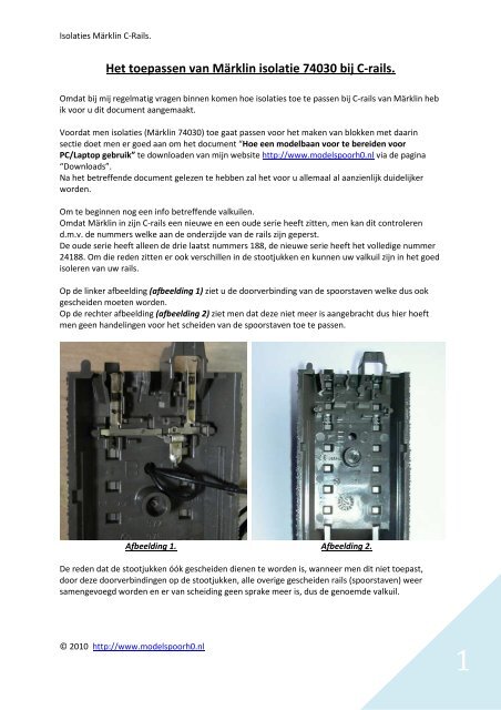 Het toepassen van MÃ¤rklin isolatie 74030 bij C-rails.